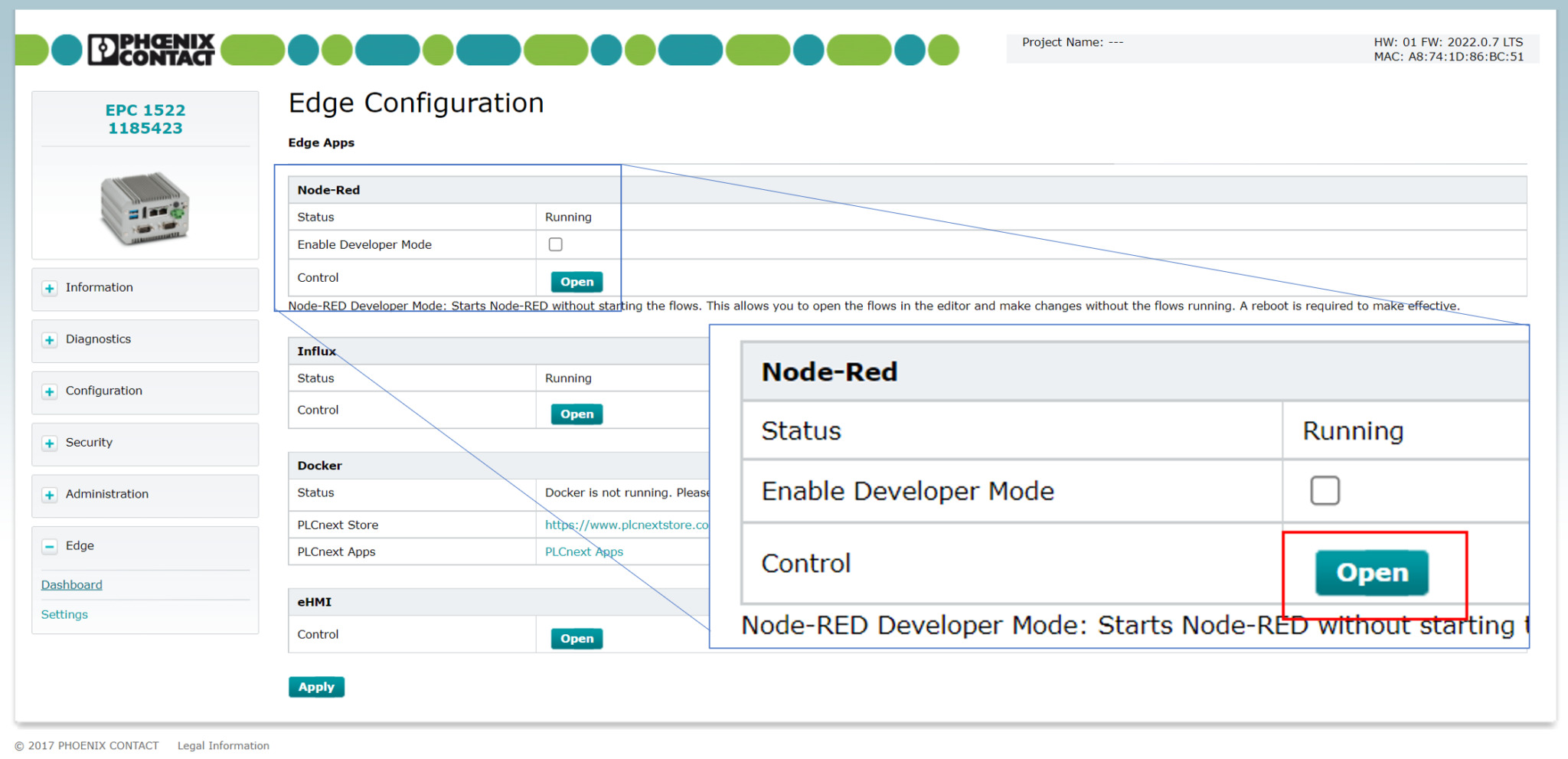 EPC 1502 / 1522 Web管理画面の統合 | PLCnext Technology