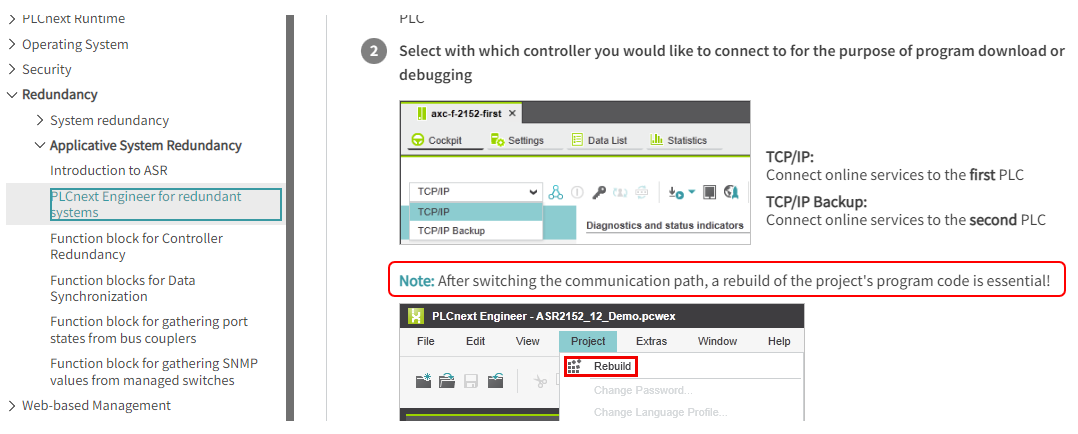 AXC F 2152を使用したコントローラ冗長 – Applicative System Redundancy | PLCnext ...